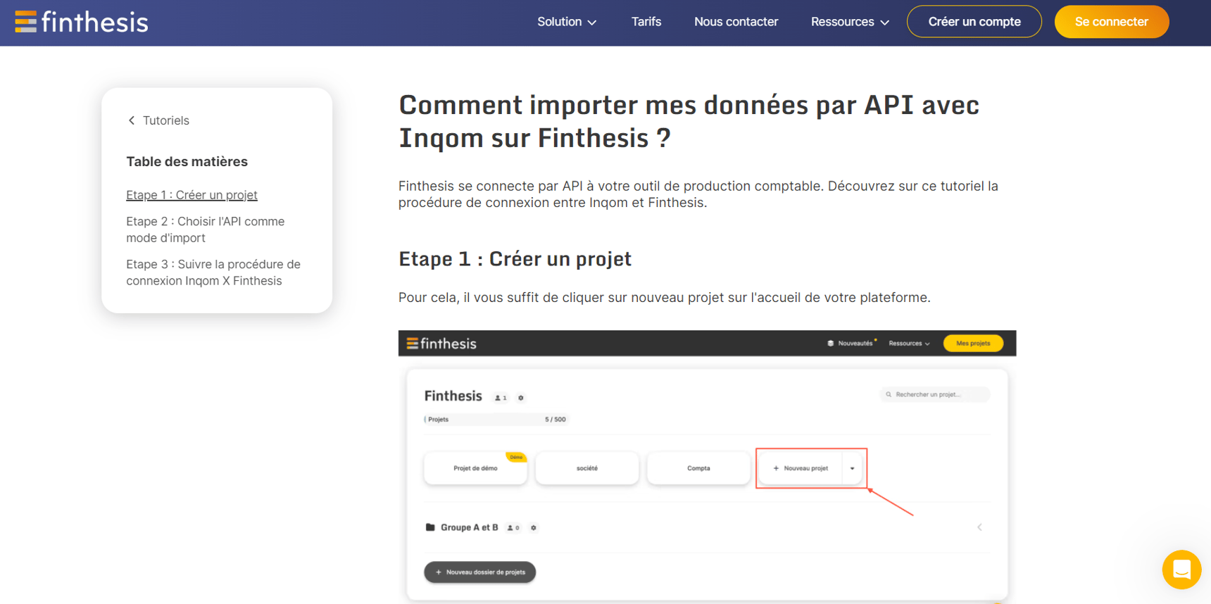 Connectez Finthesis à Inqom